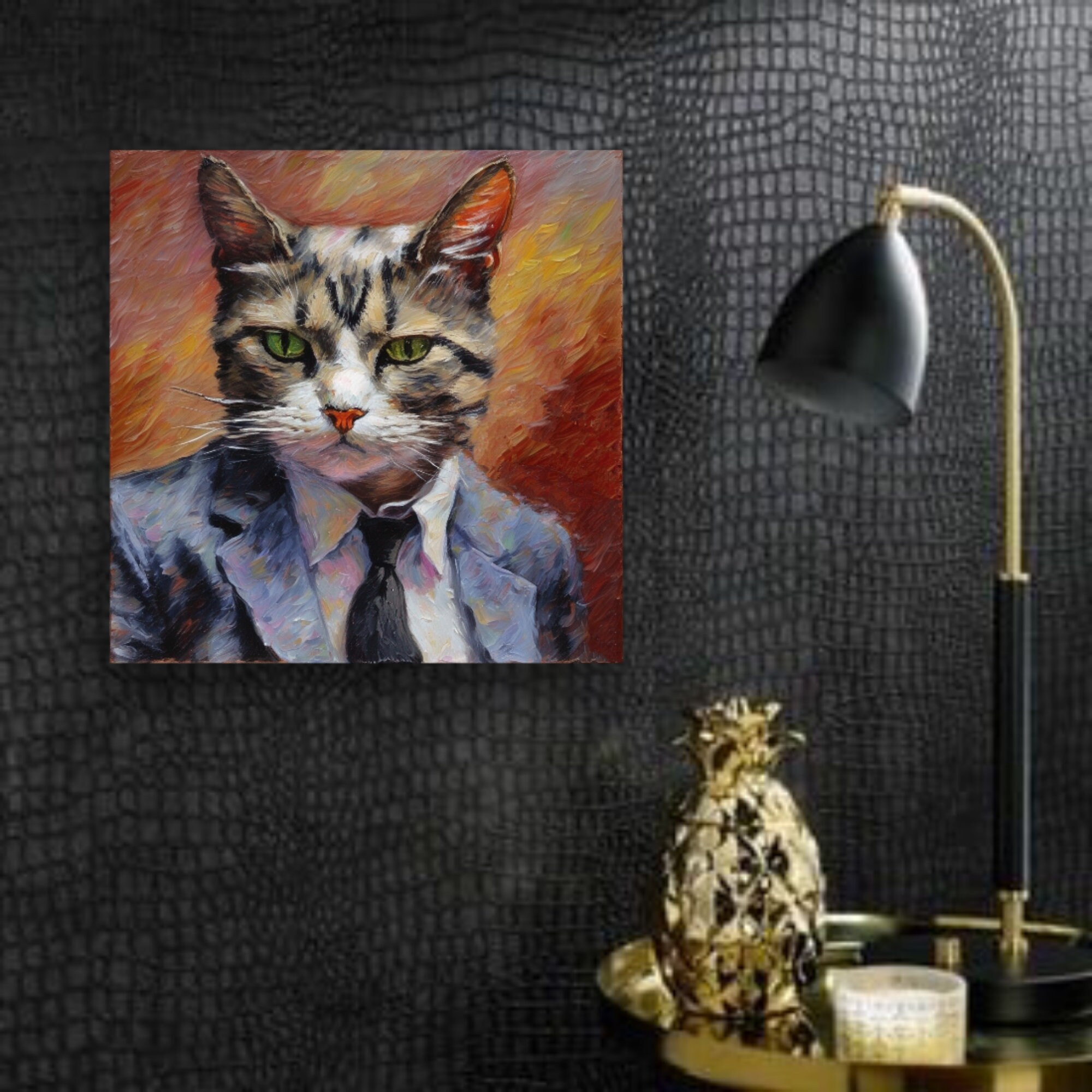 Cat Painting Dapper Animal Original Art Pat Cat Painting Cute - Etsy