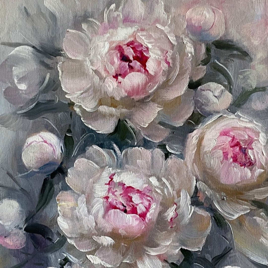 Peony Painting Custom Peonies Flower Art Original Flower Wall Art Roses ...