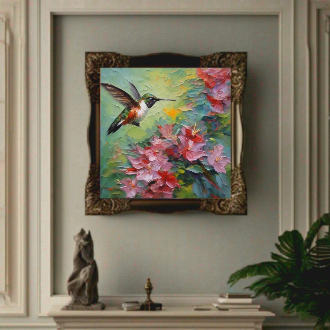 Hummingbird Original Oil Painting Impasto Floral Bird Wall Art by ...