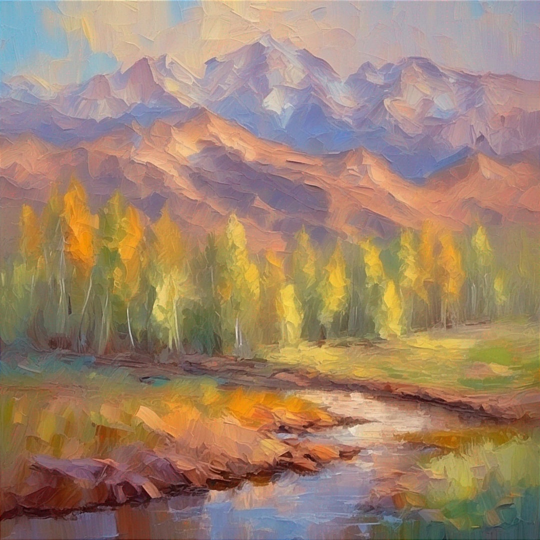 Colorado Painting Rocky Mountains Original Art Pine Tree Impasto Oil ...