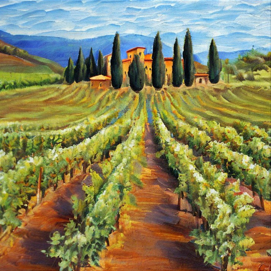 Tuscany Painting Vineyard Farm Rural Original Art Tuscany Wineries ...