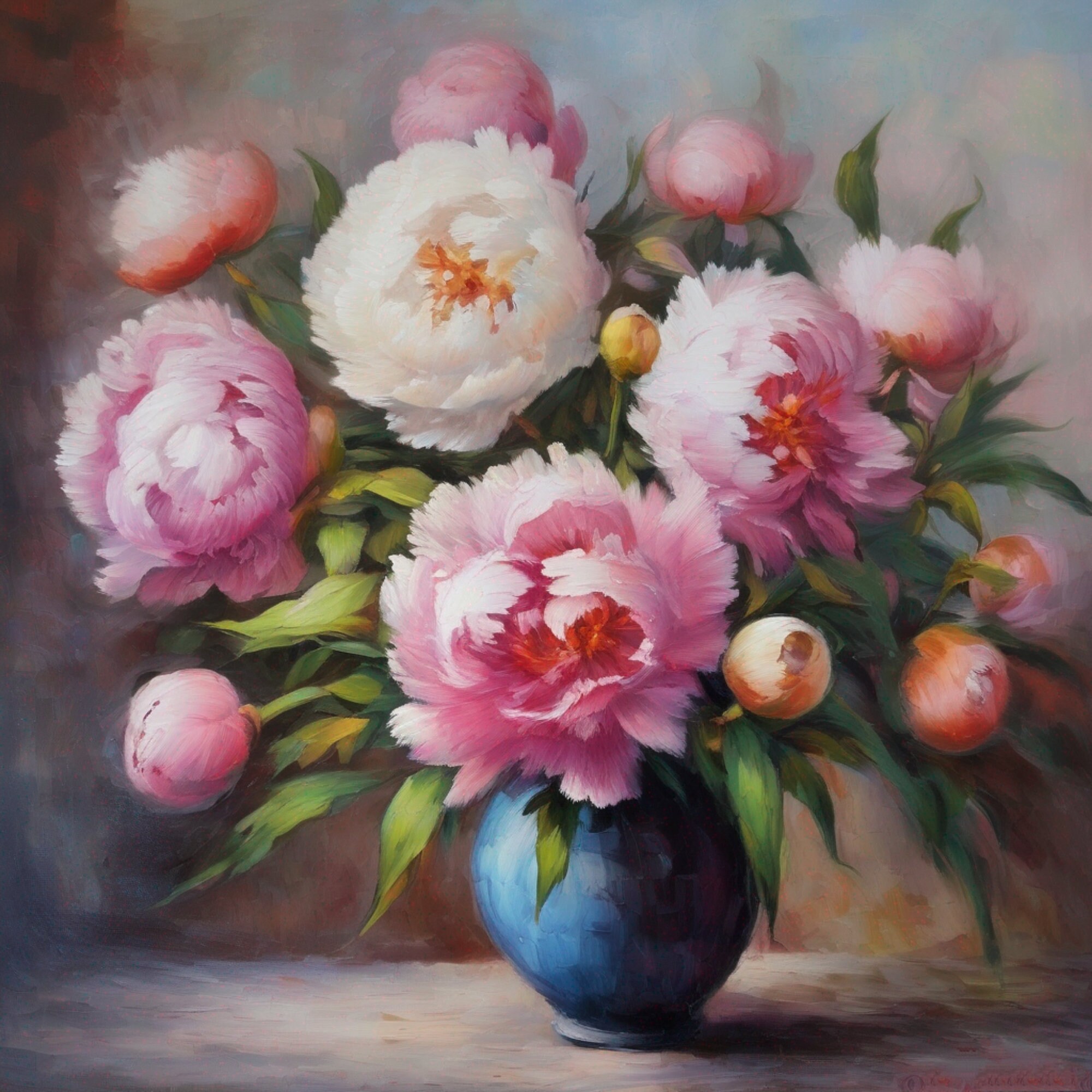 Peony Painting Peonies Flower Art Original Flower Wall Art - Etsy