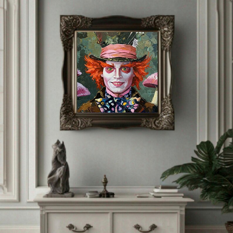 Mad Hatter Original Oil Painting Alice in Wonderland Portrait Impasto ...