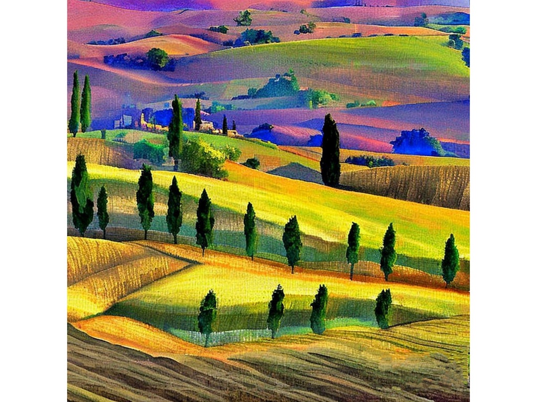 Tuscany Painting Vineyard Oil Original Rural Italian Landscape Art ...