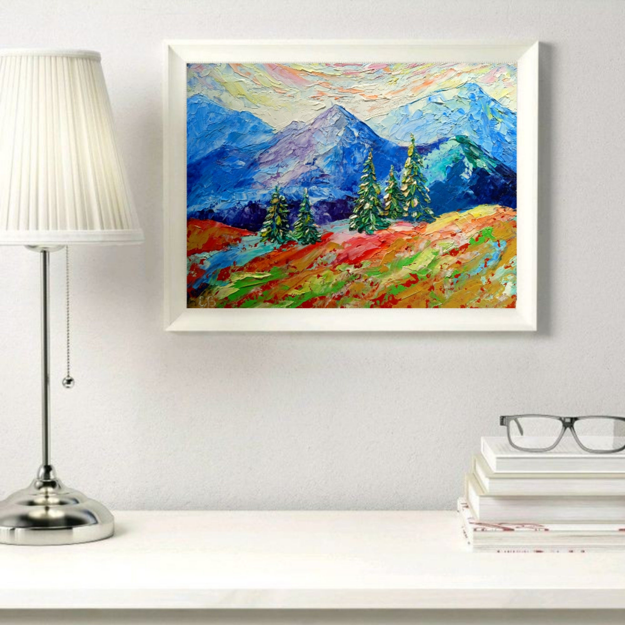 Colorado Painting Rocky Mountains Original Art Pine Tree Impasto Oil ...