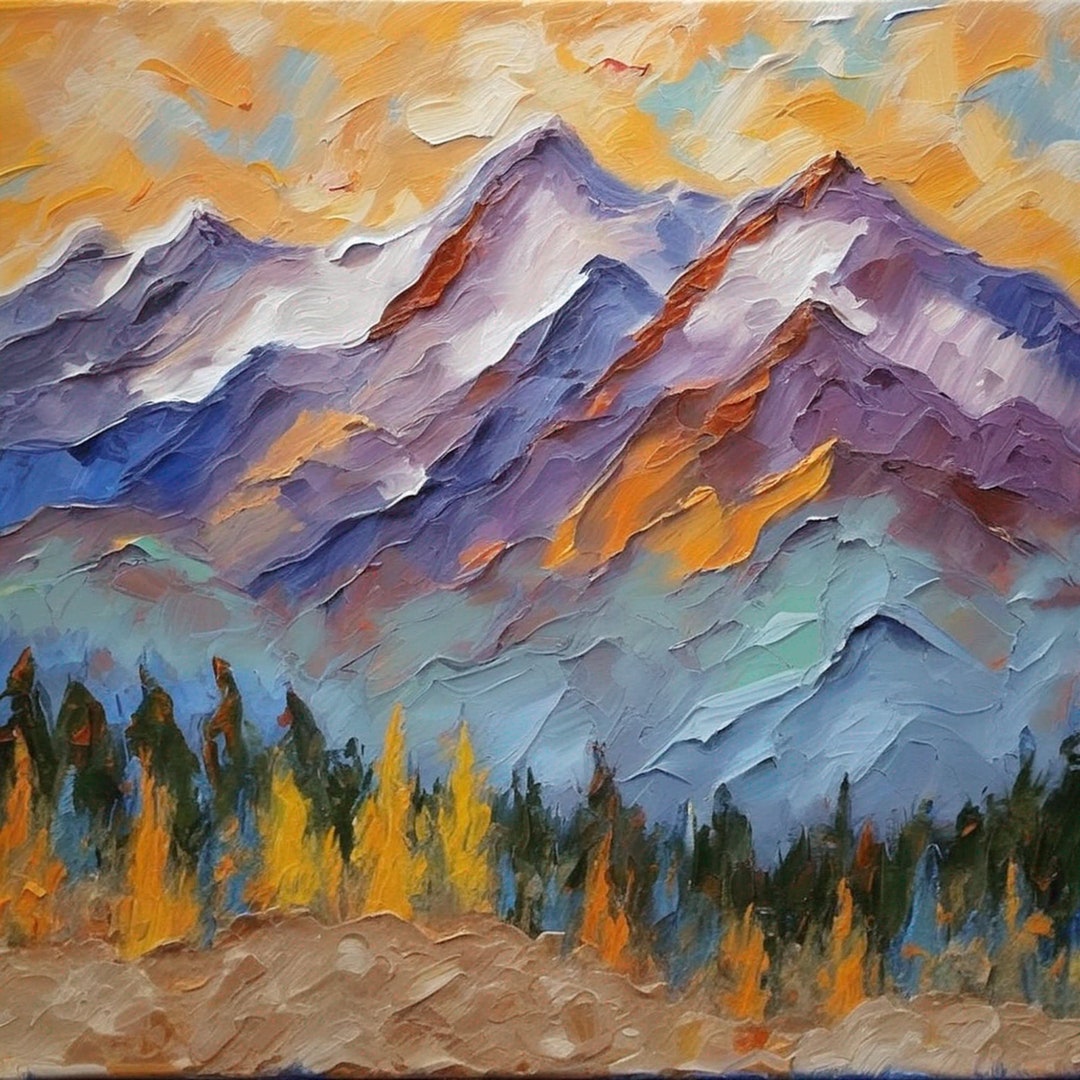 Colorado Painting Rocky Mountains Original Oil Art Fall Pine Tree ...