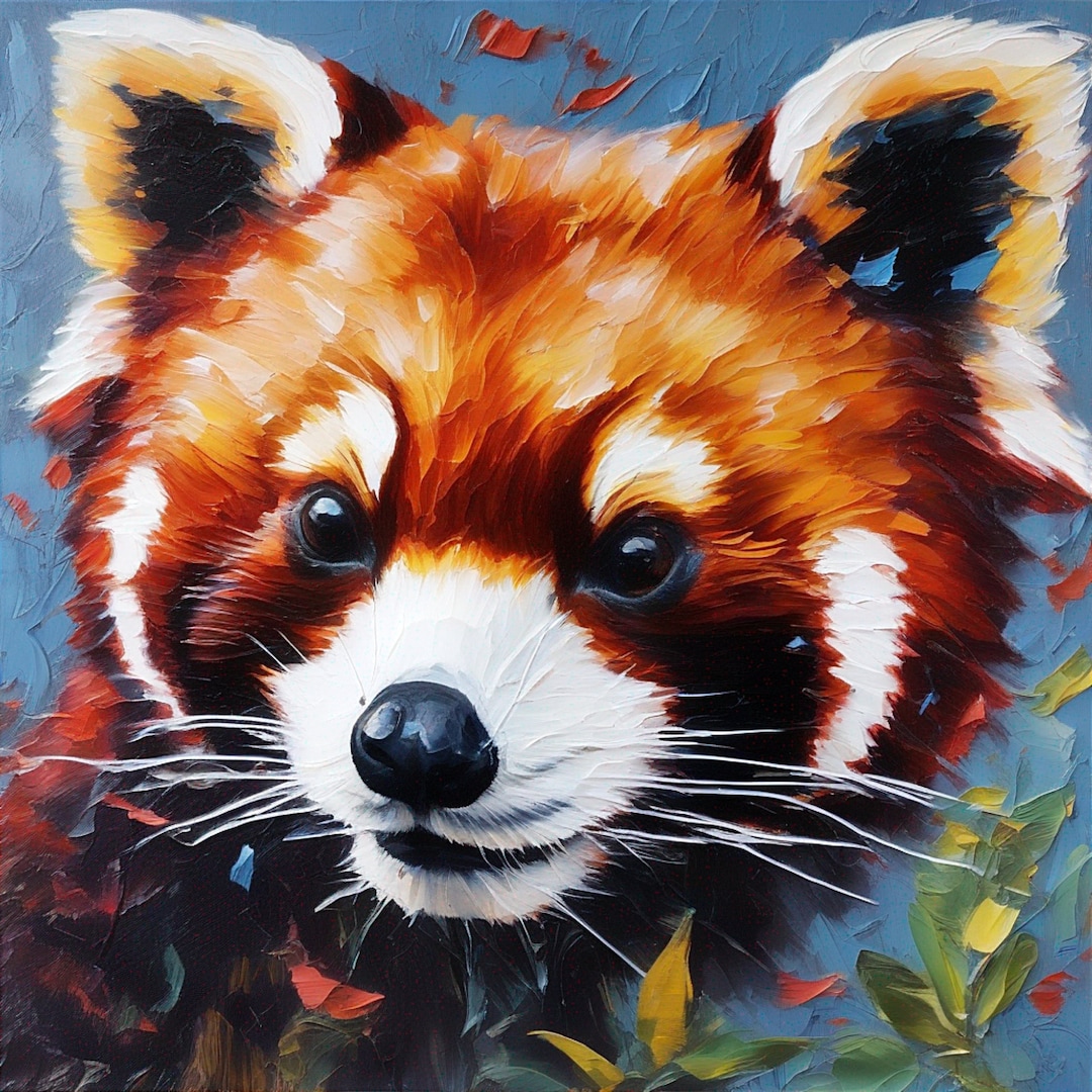 Red Panda Painting Original Impasto Oil Painting Pet Portrait Cardboard ...