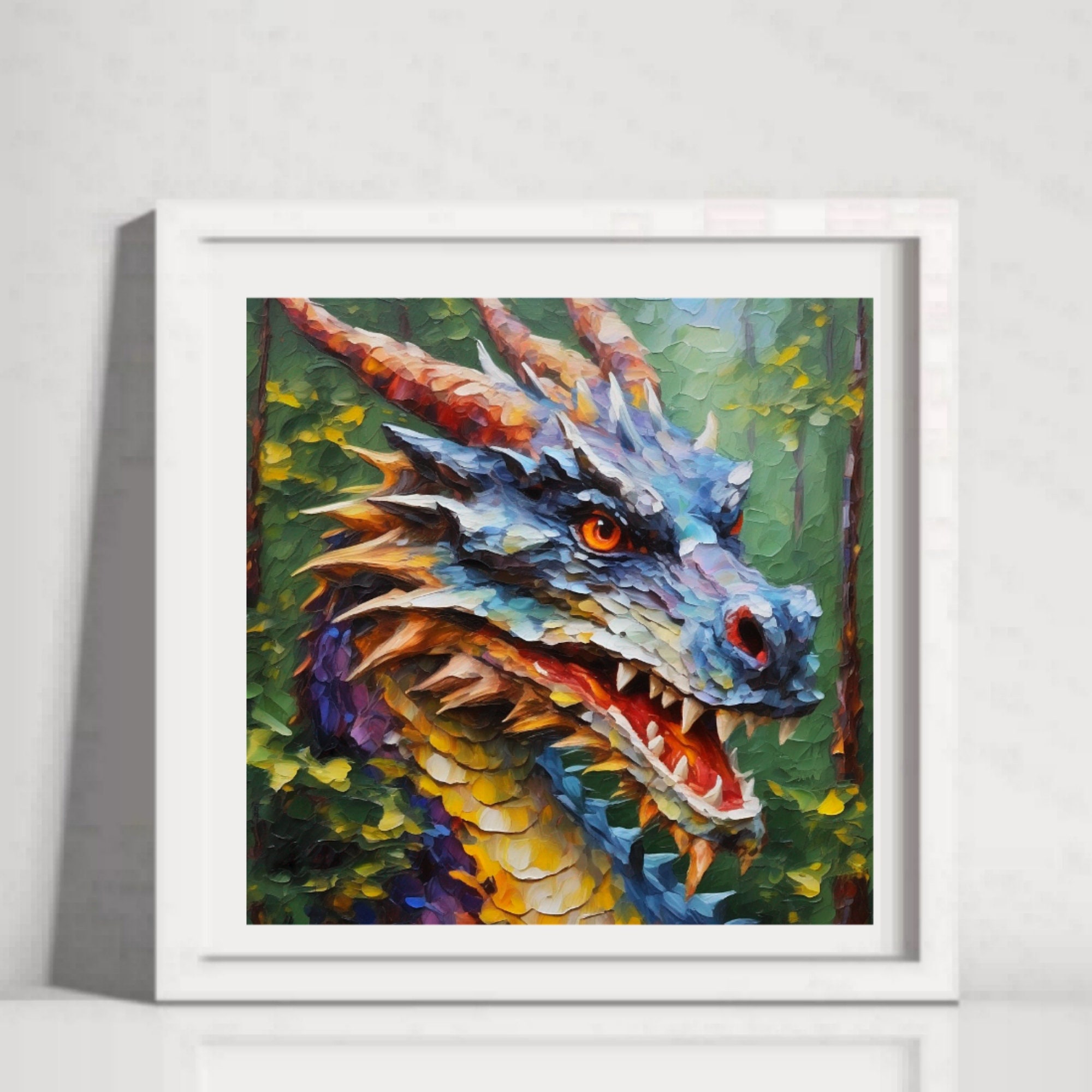 Dragon Painting Wild Animals Original Art Woodland Impasto Oil Painting ...