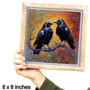 Black Ravens Oil Painting Couple Birds Original Art Crow Impasto ...