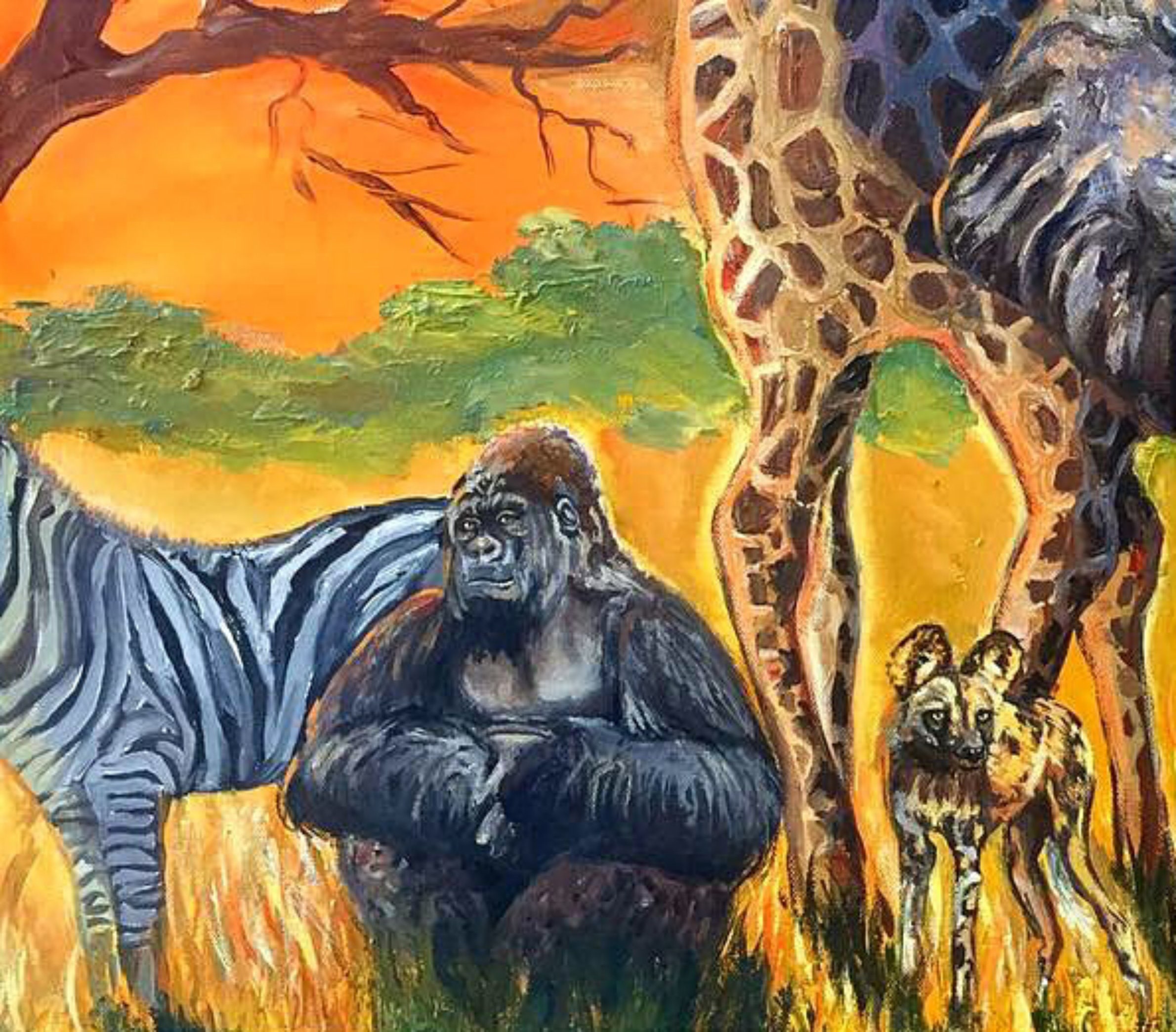 African Animal Painting Safari Original Art Wild Animals Lion - Etsy