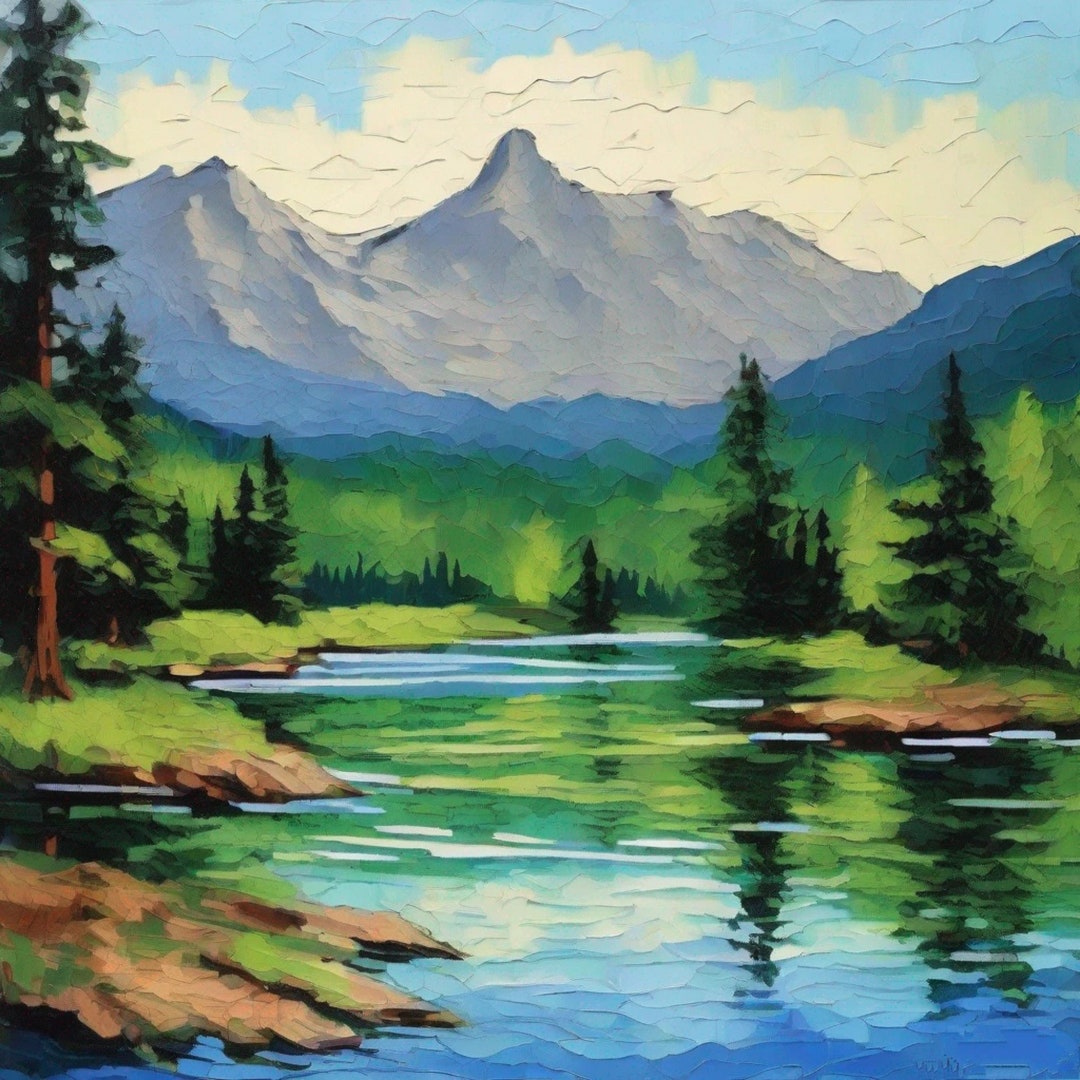 Colorado Painting Rocky Mountains Original Art Pine Tree Impasto Oil ...