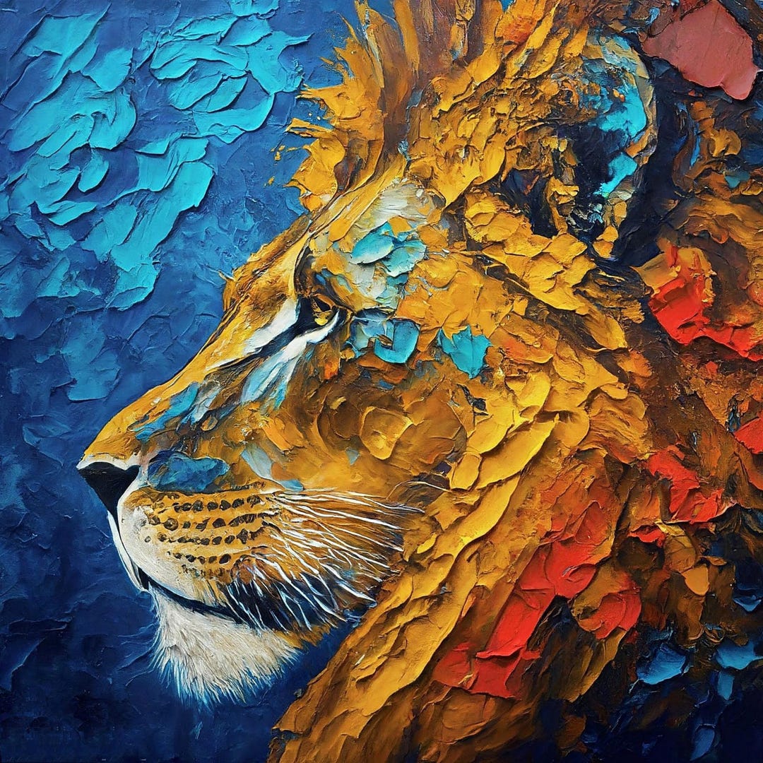Original Lion Oil Painting Original African Animal Portrait Art Canvas ...