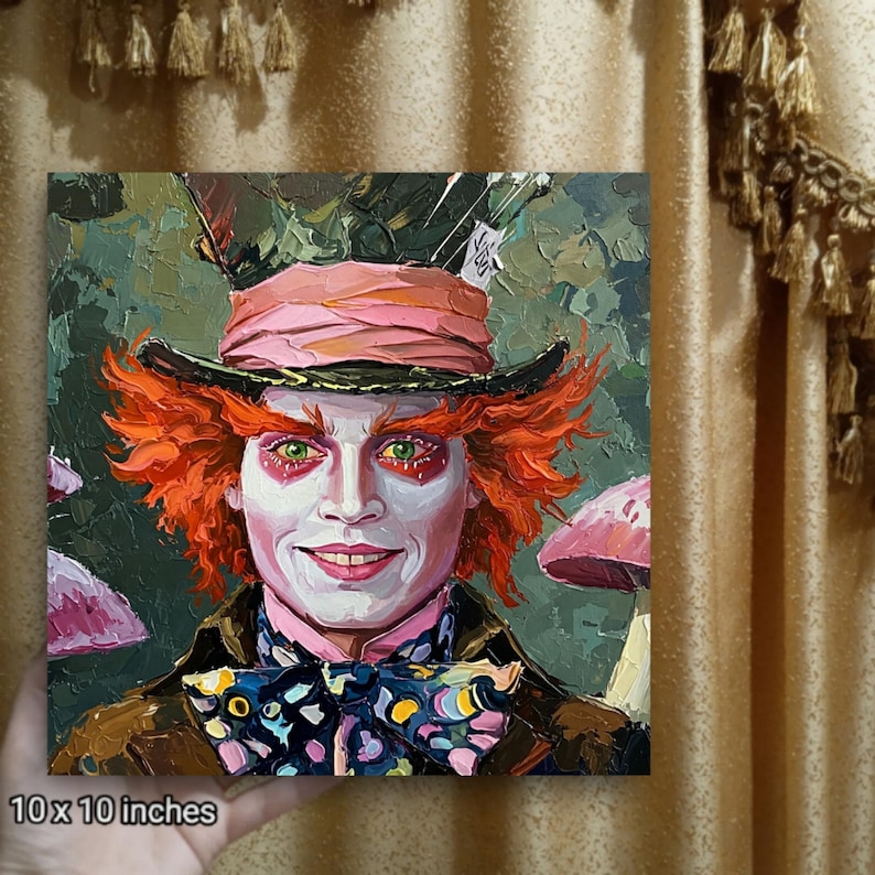 Mad Hatter Original Oil Painting Alice in Wonderland Portrait Impasto ...
