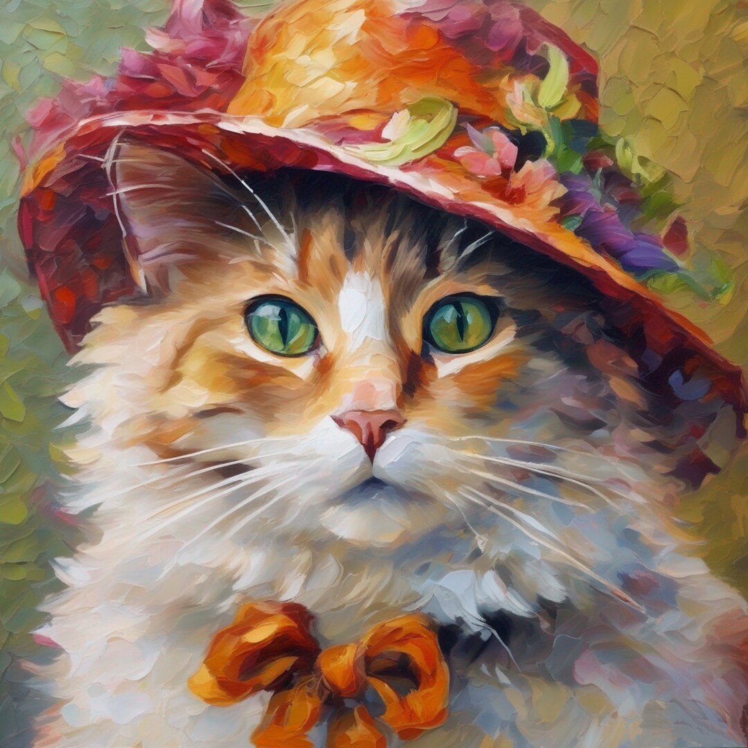 Cat in Hat Painting Dapper Animal Original Art Pat Cat Painting Cute ...