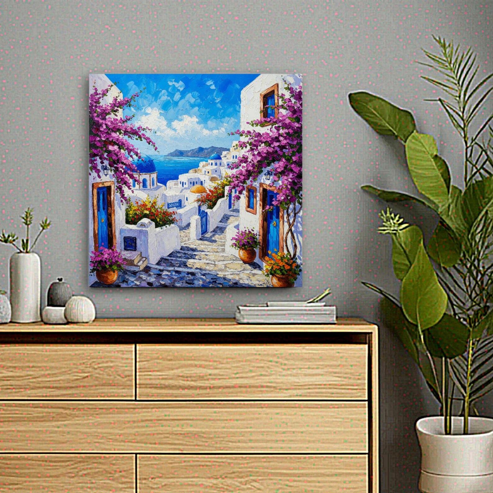 Santorini Painting Impasto Original Oil Greek Island Seascape Canvas by ...