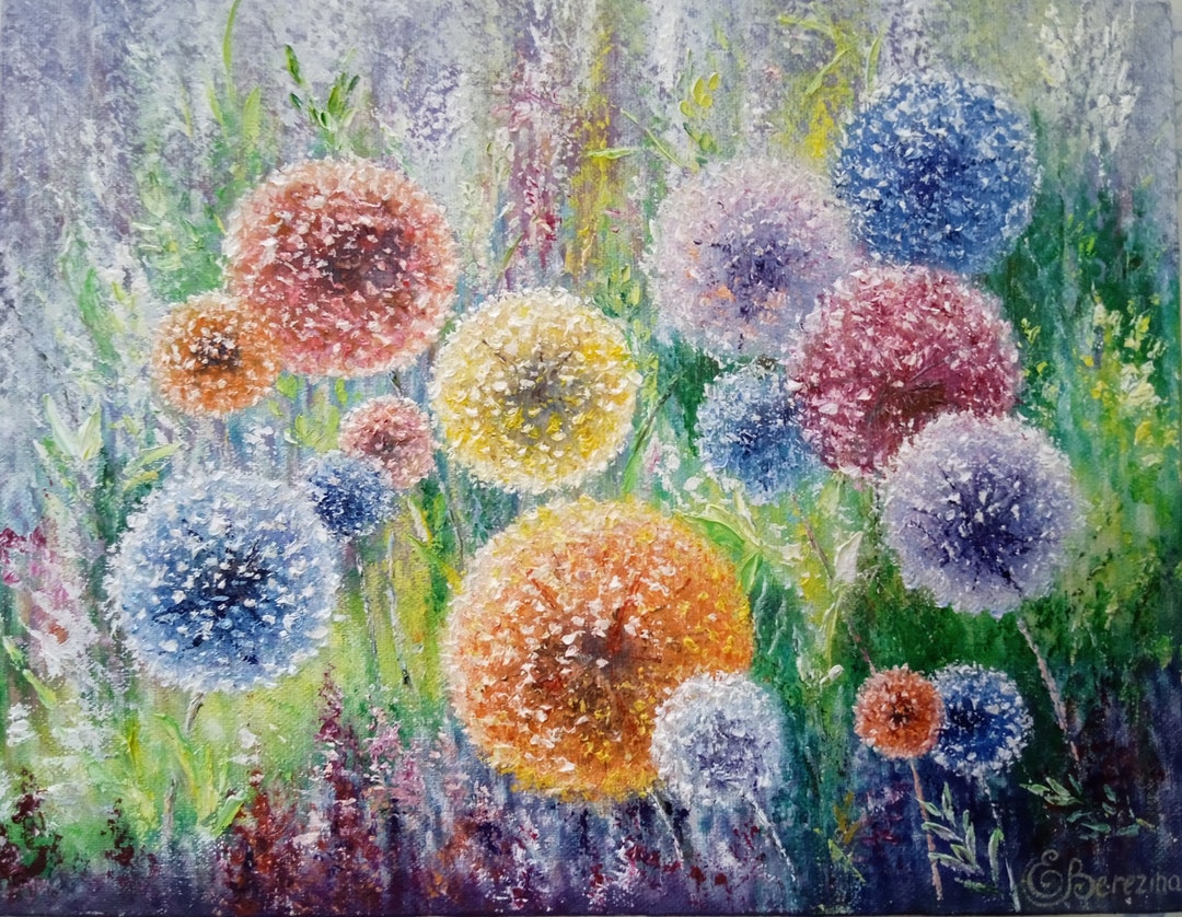Dandelions Oil Painting Original Flower Art Flowers Artwork Impasto Oil ...