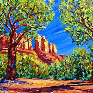 Arizona Painting Sedona Original Art Cathedral Rock Mountain Painting ...