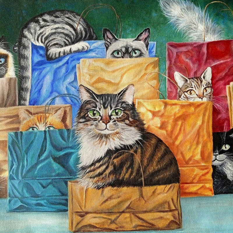 Funny Cat Art - Etsy