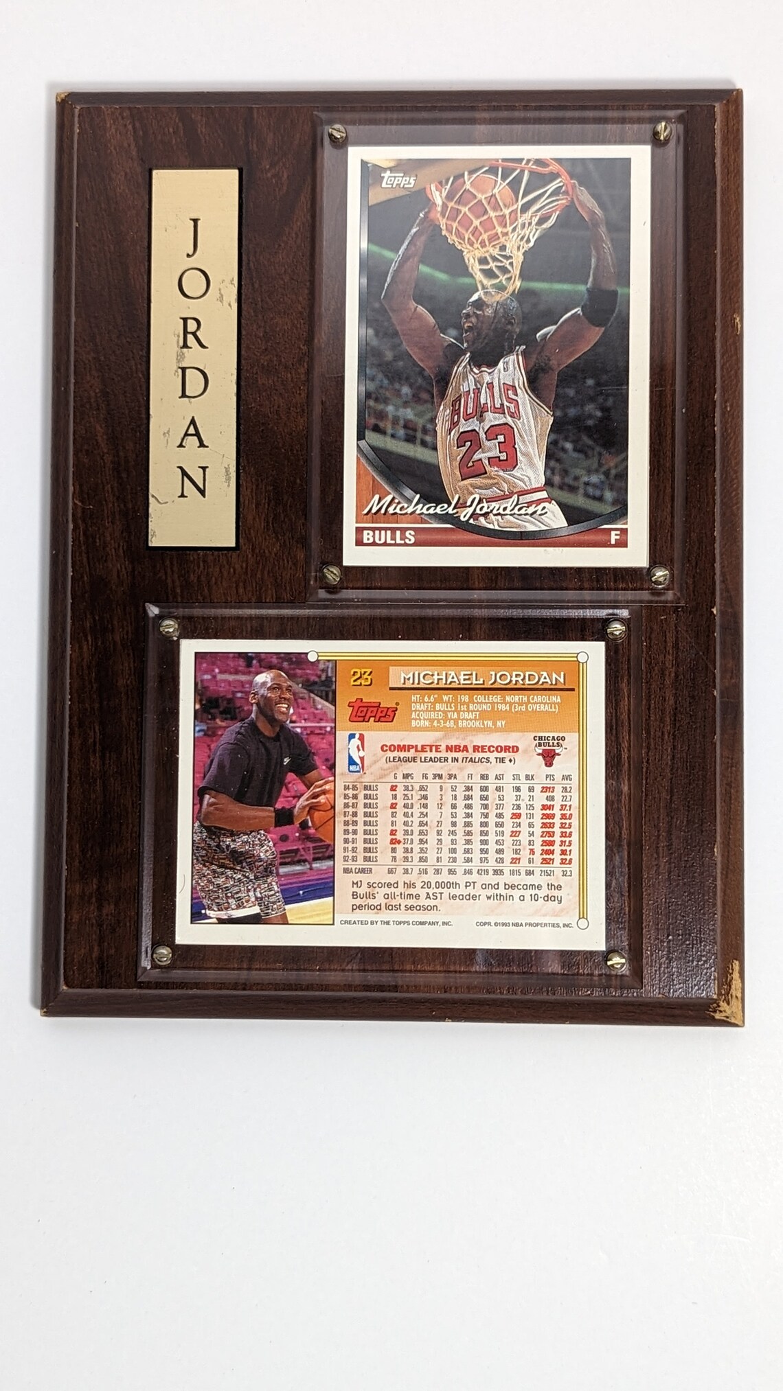 Michael Jordan 1993 Tops Chicago Bulls Basketball Plaque Cards - Etsy
