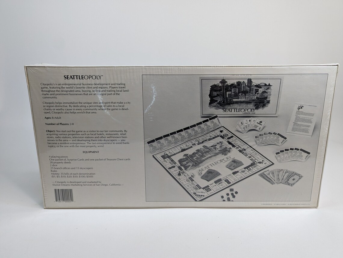 Seattle Opoly Monopoly Themed Board Game 1989 Sealed Retro Vintage ...