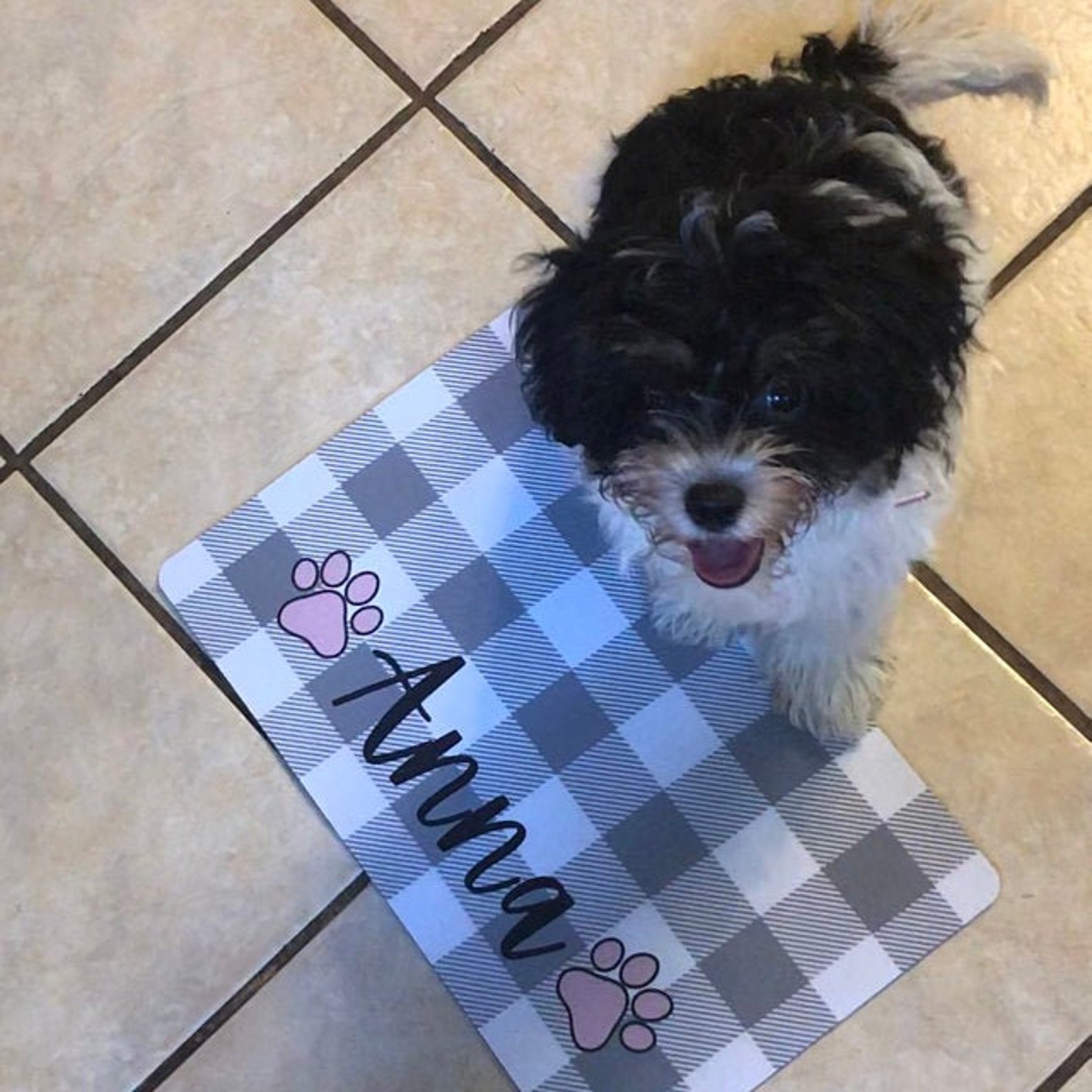 Personalized Pet Bowl Mat Grey Pet Mat Custom Pet Mat Pet - Etsy