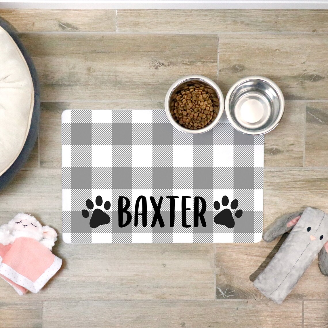 Personalized Pet Bowl Mat Grey Pet Mat Custom Pet Mat Pet | Etsy