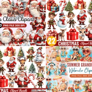 Watercolor Mega Christmas Clipart Bundle, Commercial Use, Transparent ...