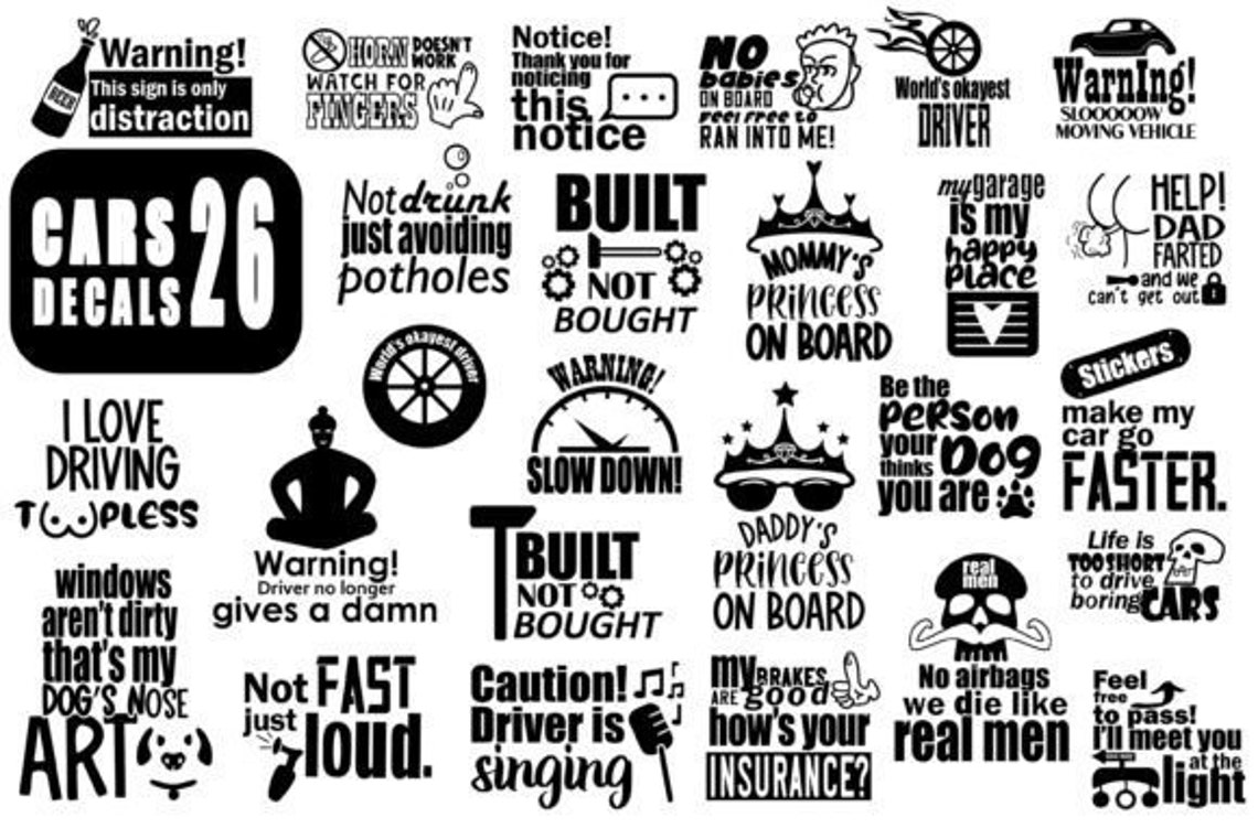 Car Decal Svg Bundle, Car Sticker Svg, Car Window Decals Svg, Car ...
