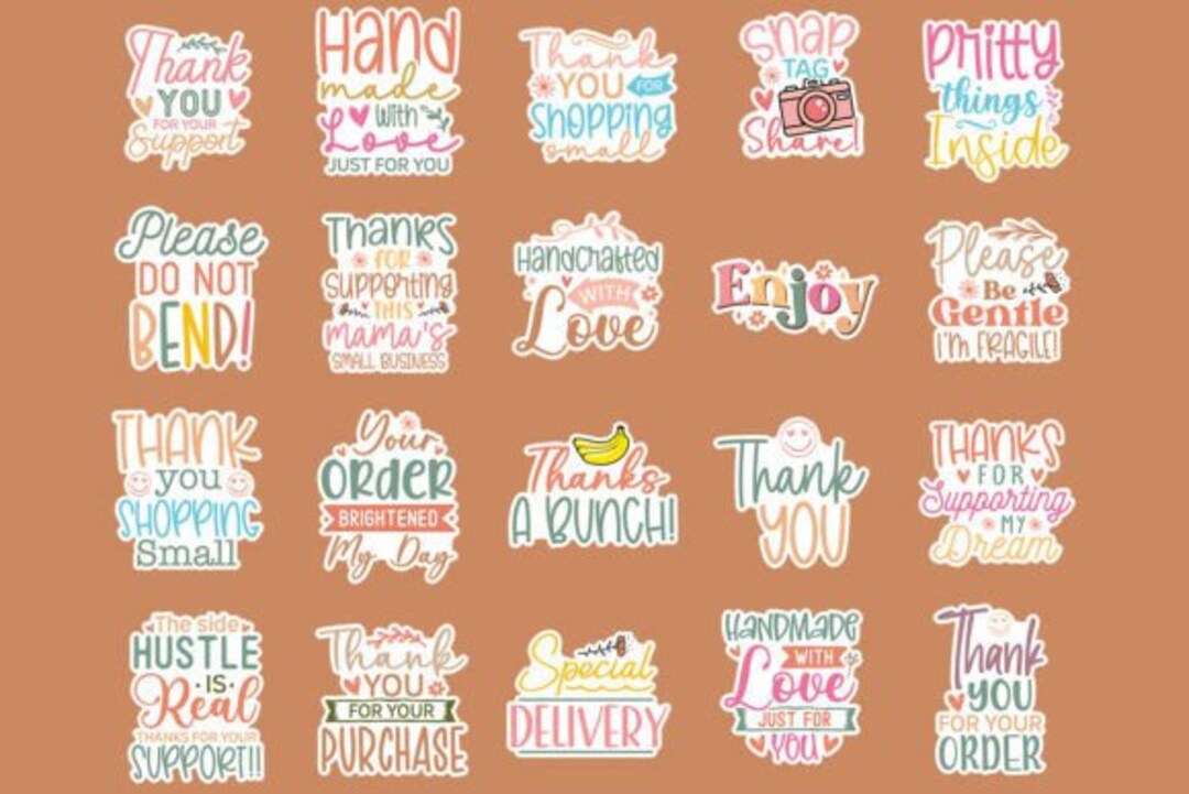 Boho Thank You Stickers Svg Bundle Thank You Stickers for - Etsy