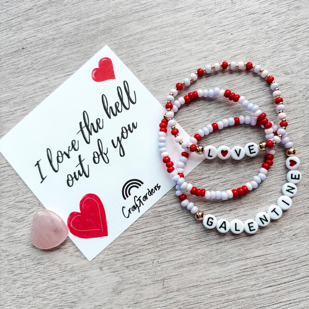 Valentines Day Bracelet Stack , Galentines Day Bracelet, Valentines Day ...