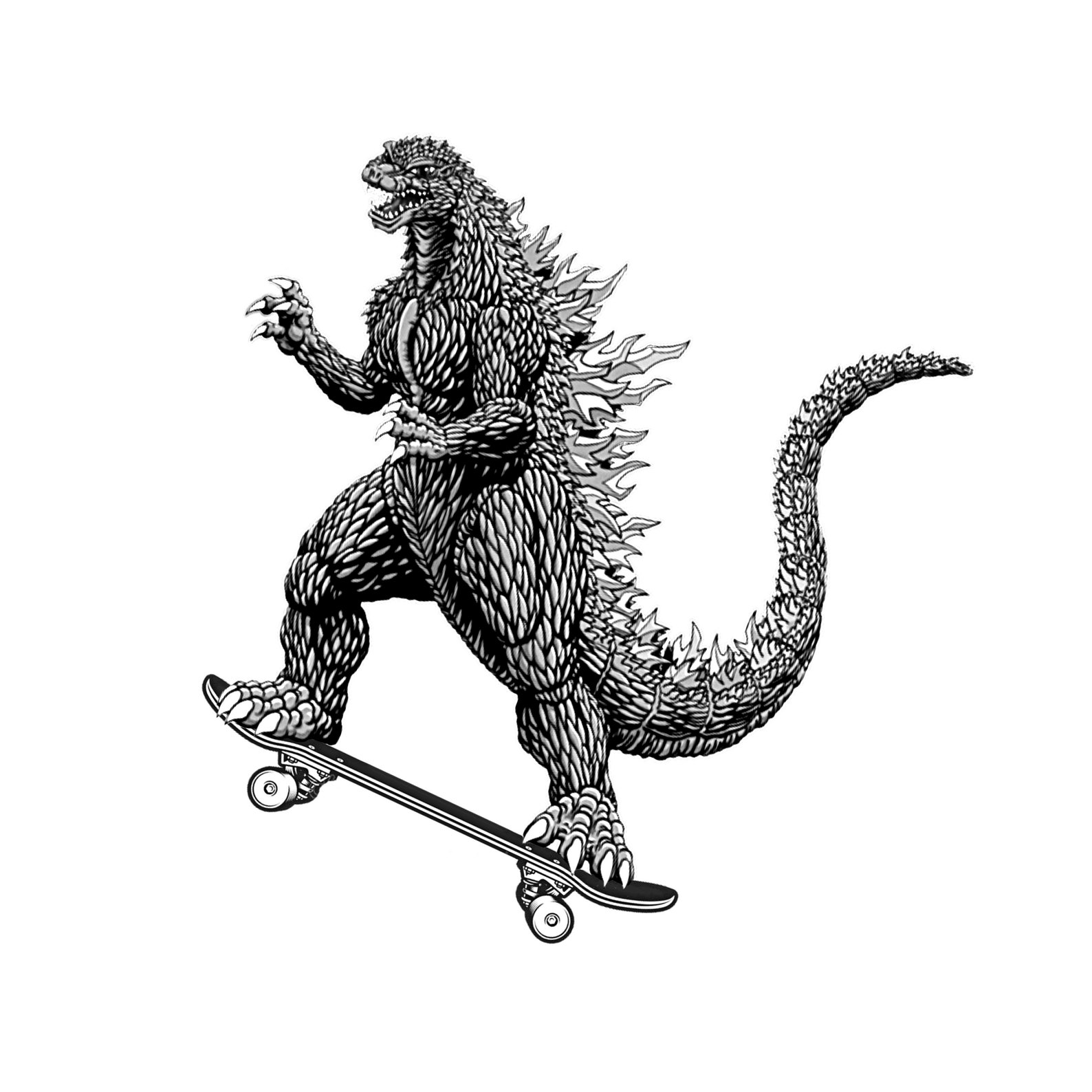Godzilla on Skateboard Tshirt, Godzilla T Shirt, Funny, Skateboarder ...