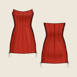 Corset Dress With Lace-up Sides Digital PDF Sewing Pattern // US Size ...