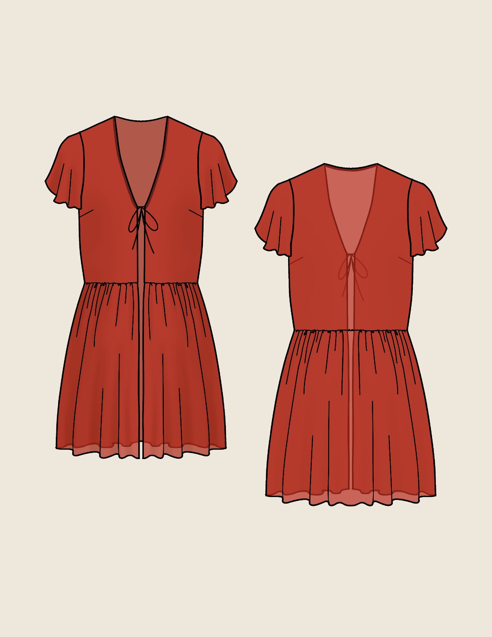 Sheer Tie-front Dress & Cover up Digital PDF Sewing Pattern // US Size ...