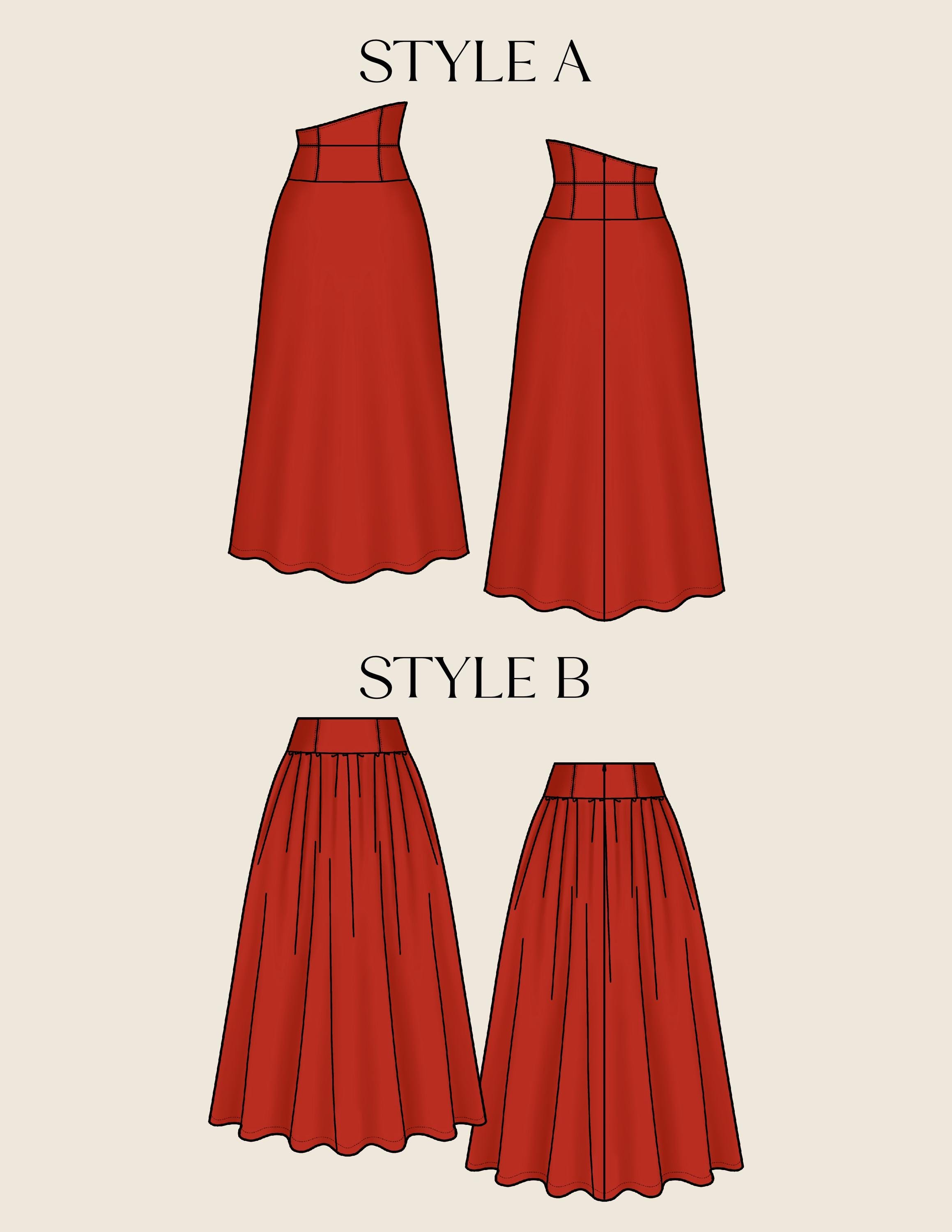 Asymmetrical Yoke Skirt Digital PDF Sewing Pattern // US Size 00-20 ...
