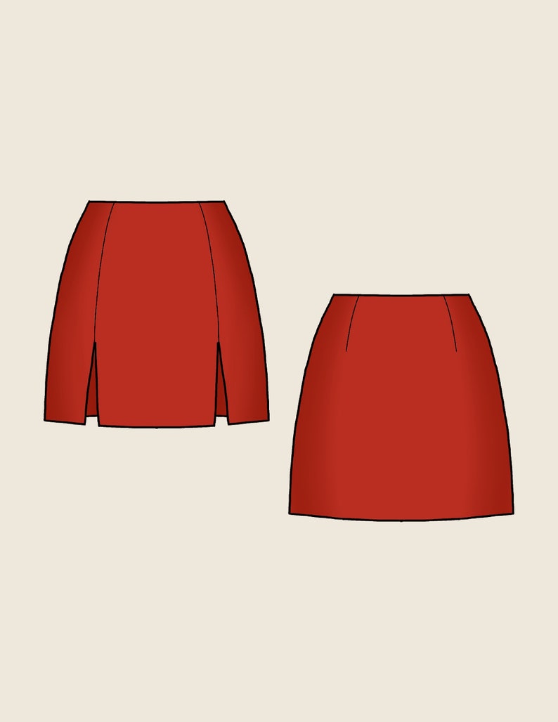 Double Slit Skirt Digital PDF Sewing Pattern // US Size 00-14 - Etsy