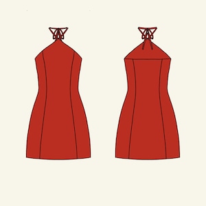 Halter Mini Dress Digital PDF Sewing Pattern // US Size 00-14 ...