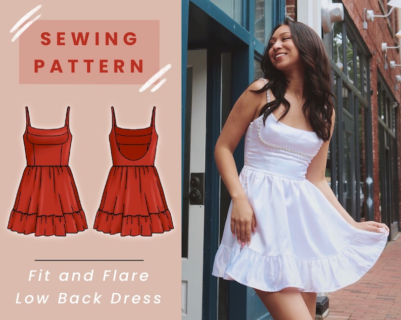 Fit and Flare Low Back Mini Dress Digital PDF Sewing Pattern - Etsy