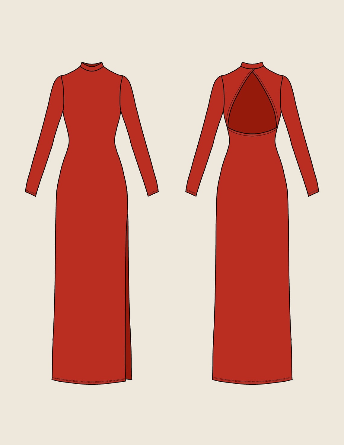 Open Back Midi Dress Digital PDF Sewing Pattern option for - Etsy