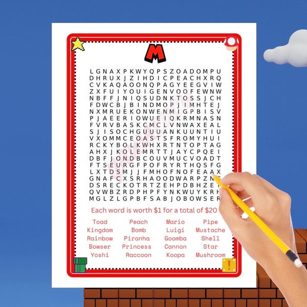 Super Mario Word Search - Etsy