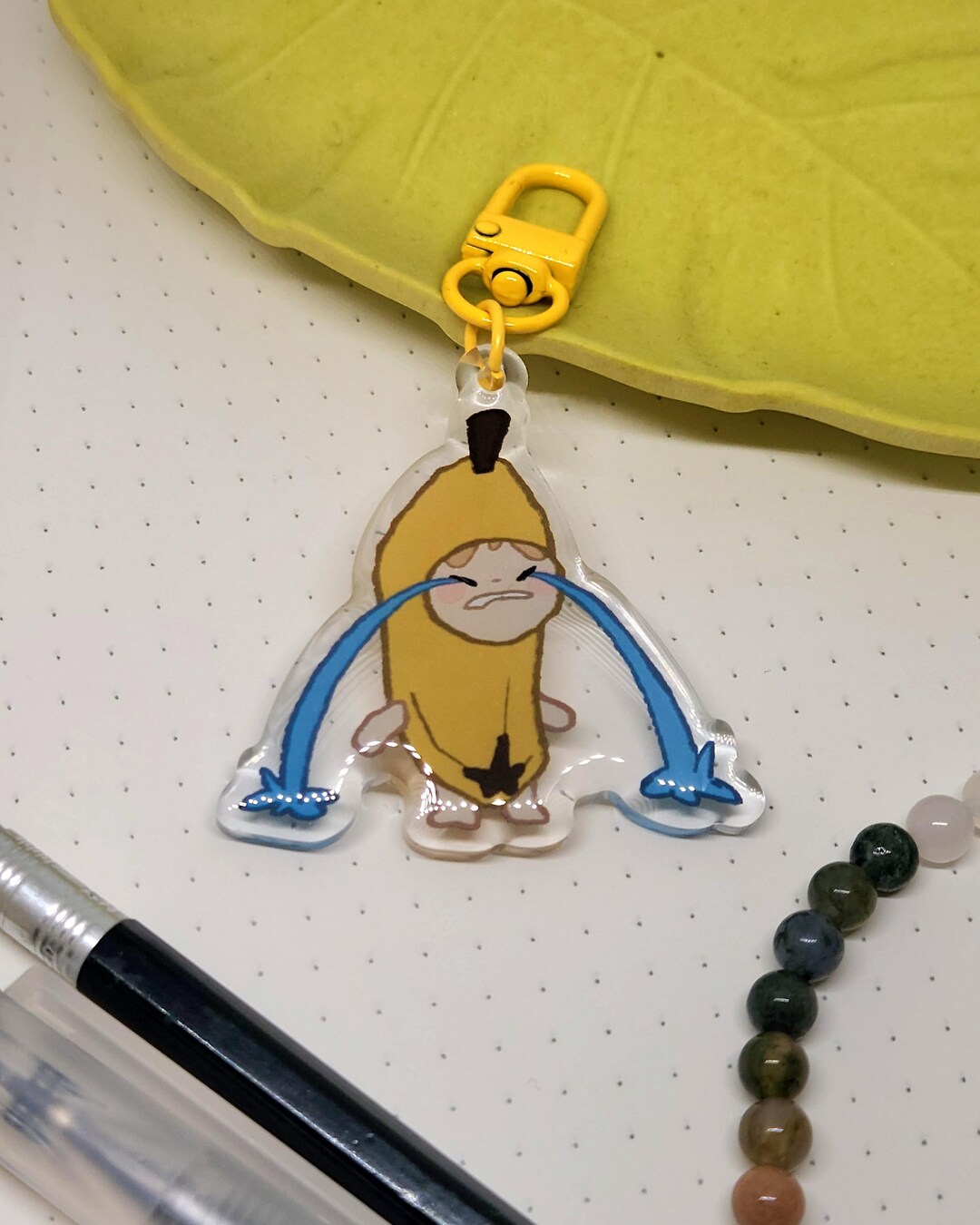 Banana Cat Meme Acrylic Epoxy Keychains Water Resistant Epoxy Accessory ...