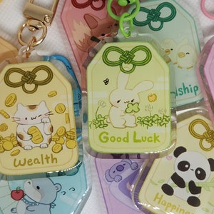 Good Luck Charm Keychains | Japanese Omamori, Kawaii Animals | Water ...