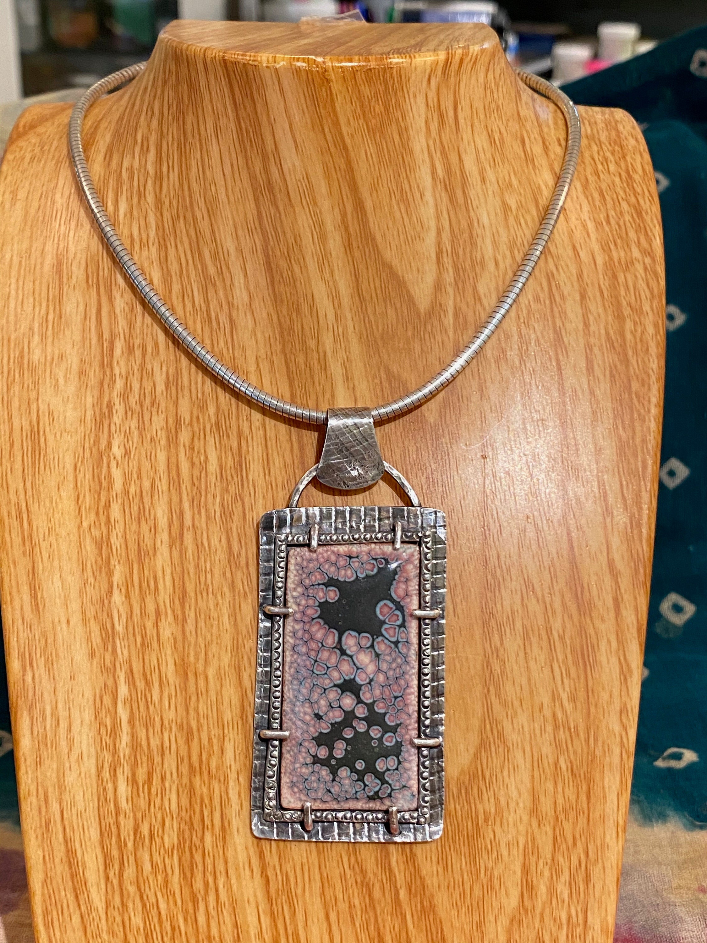 Enamel and Sterling Silver Pendant - Etsy