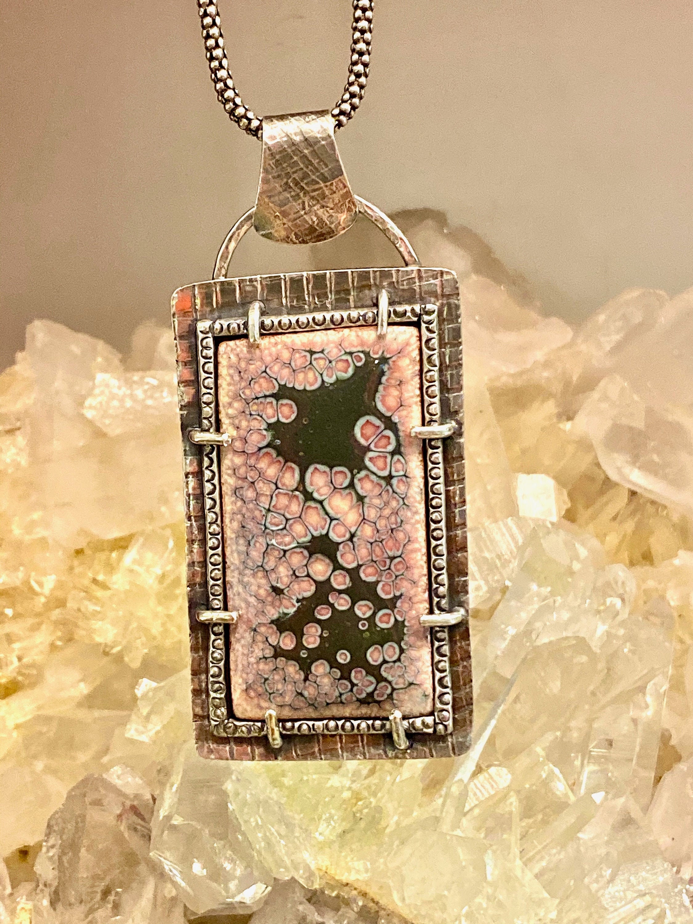 Enamel and Sterling Silver Pendant - Etsy