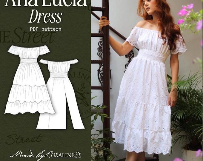 A-line Mini Dress Sewing Pattern: Princess Seams, Boat Neck (PDF ...