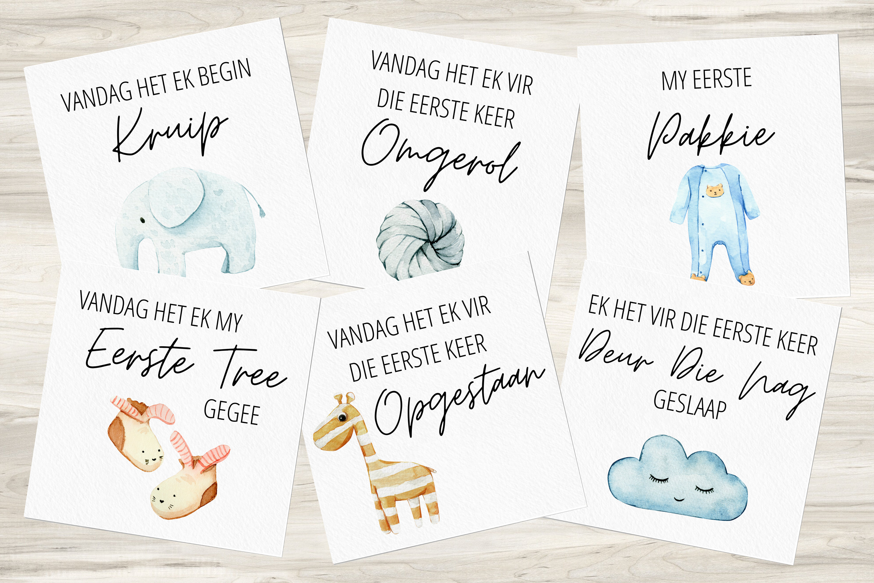 Baba Se Eerste Jaar Mylpaalkaartjies Drukbare - Etsy