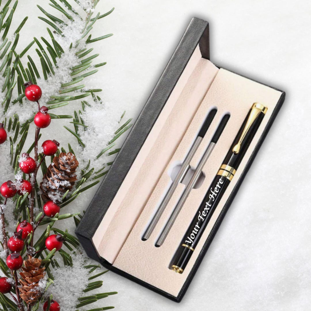 Personalised Engraved Pen Gift Set – Luxury Pen Box With Two Refills ...