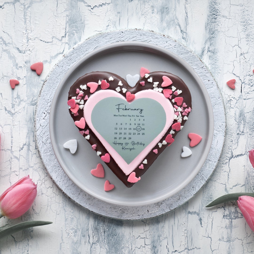 Edible Heart Cake Calendar, Birthday, Wedding, Valentines, Galentines ...