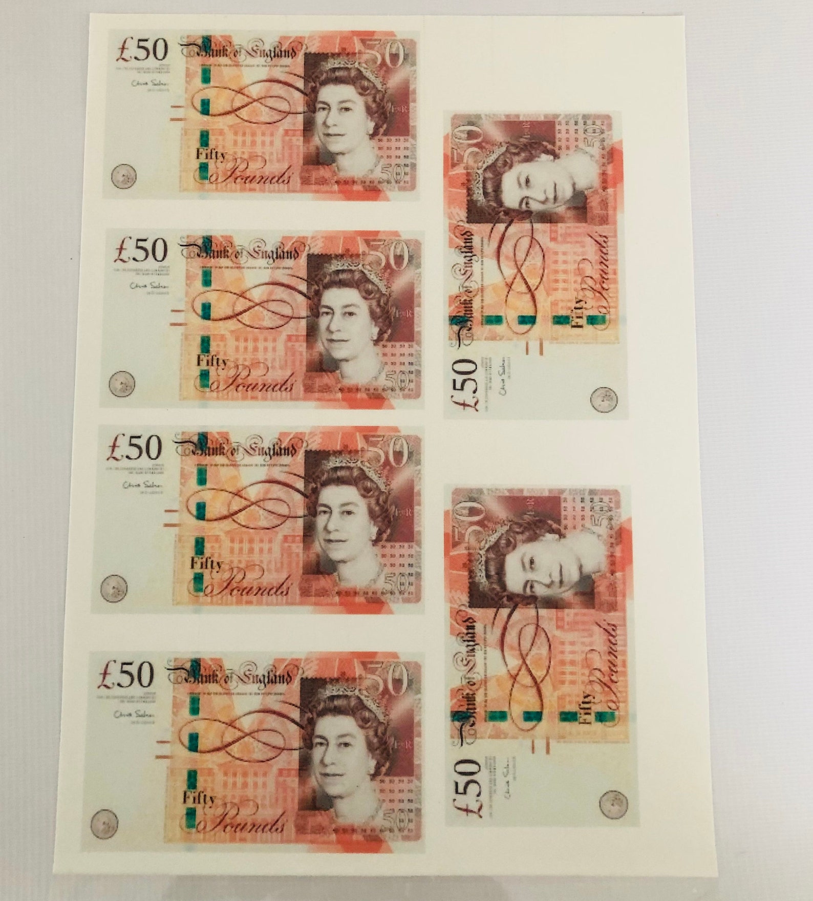 Edible Money 50 GBP Pound Sterling Notes - Cake Money, Cupcake, Cake ...