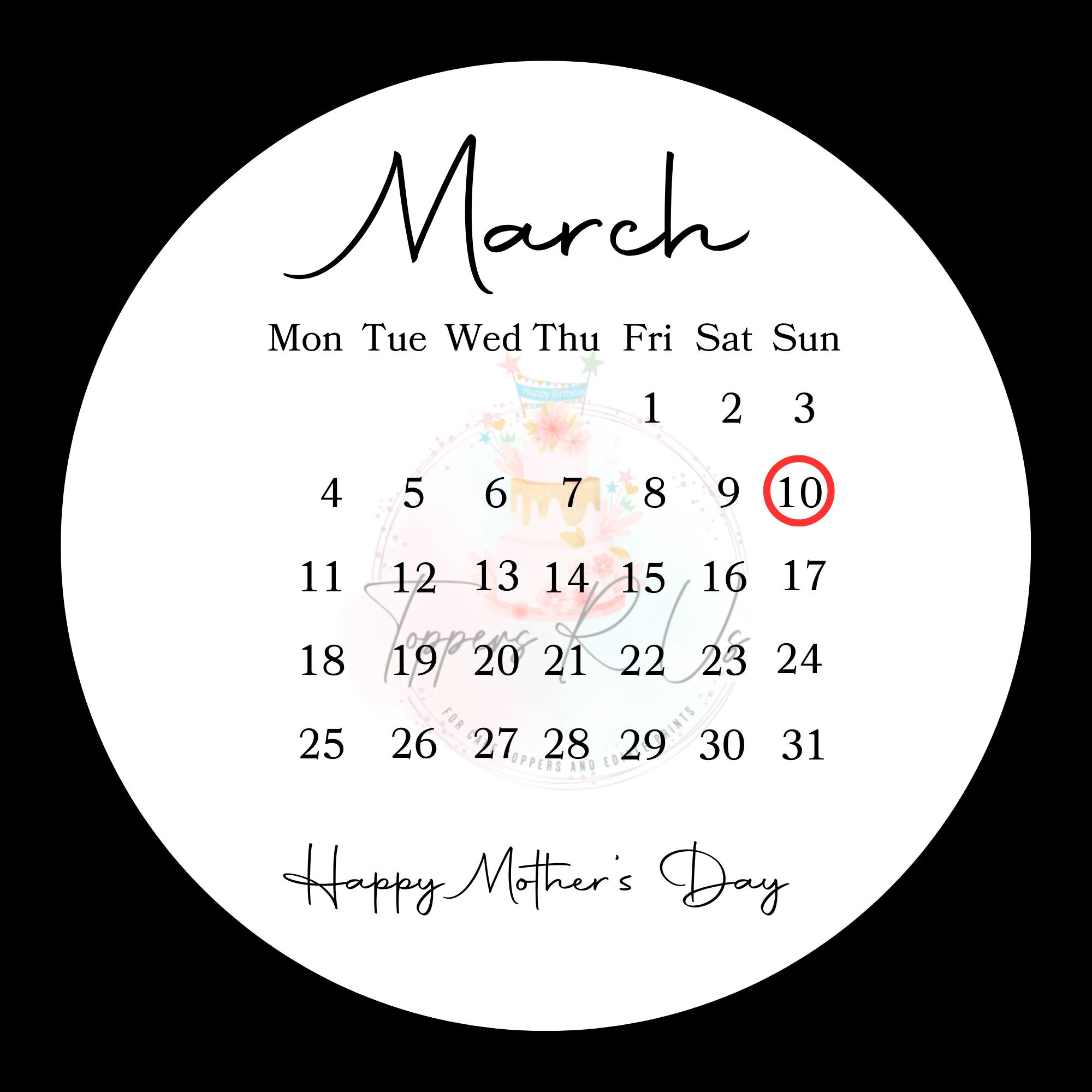 Personalised Edible Wafer Paper Cake Calendar and Edible Icing Sheet ...