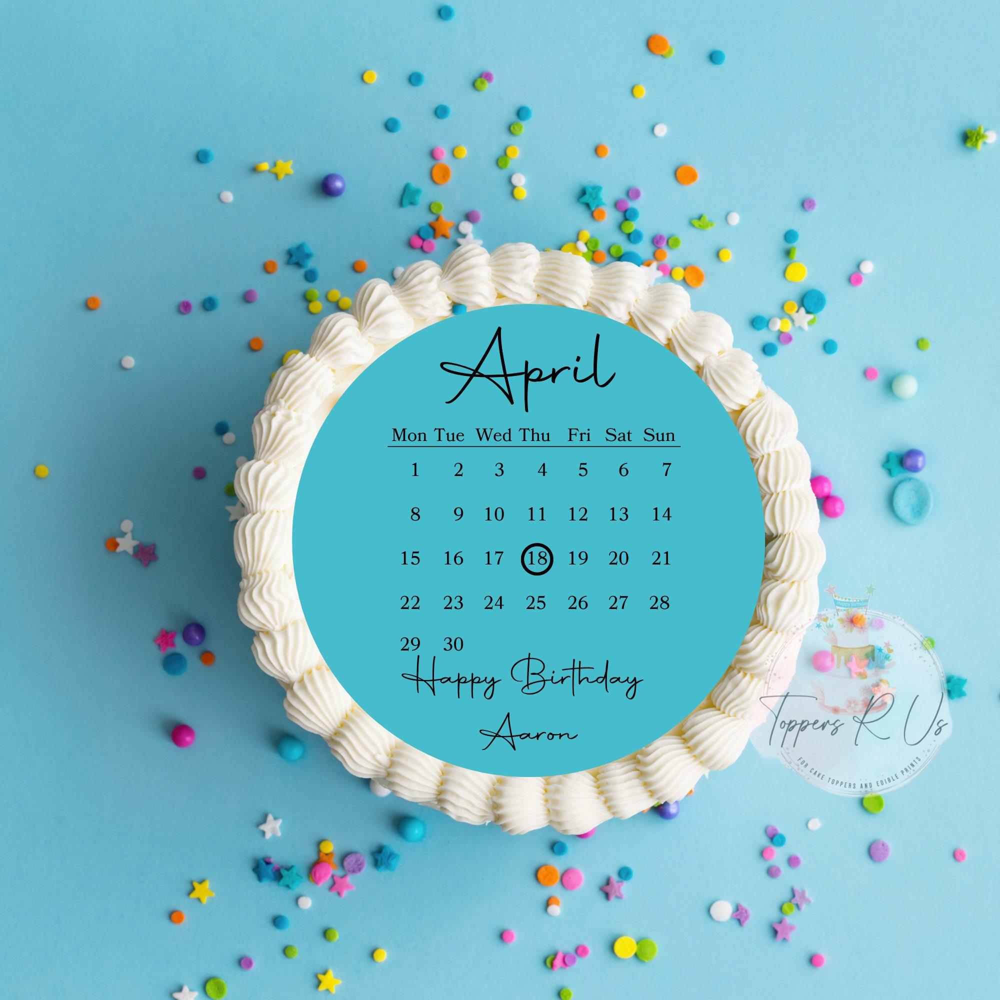 Personalised Edible 2024 Cake Calendar, Birthday, Wedding, Anniversary ...
